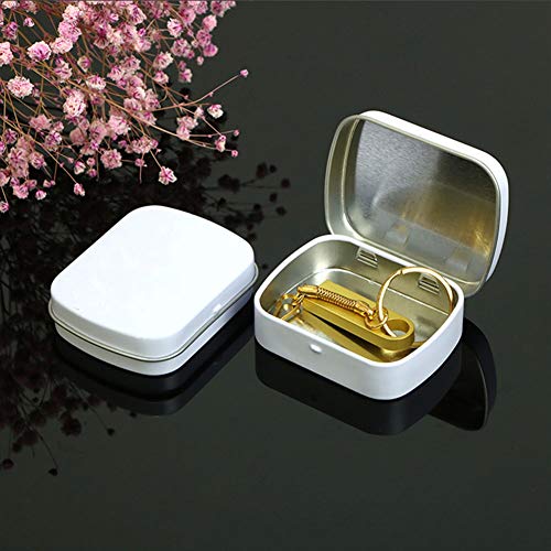 AKOAK 3 Pcs 2.4 x 1.7 x 0.6 Inches Rectangular Empty Hinged Tins Box Containers for First Aid Kit,Survival Kits,Storage,Herbs,Pills,Crafts and More (White)