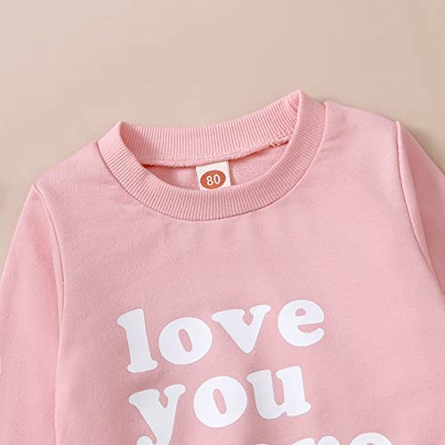 Willow Dance Valentine's Day-Toddler Baby Boy Girls Clothes Letter Printed Long Sleeve Pullover Sweatshirt Shirt Sweater Tops pink 12-18 Months