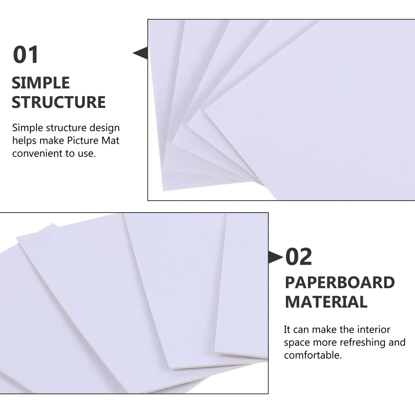 EXCEART 20Pcs Photo Frame Paper pre-Cut Frame mat Photo Frame Matte core Bevel Cut Mattes Backing Board matboard Uncut Photo mats Photo Board mat Photo pad White Suite Nonporous