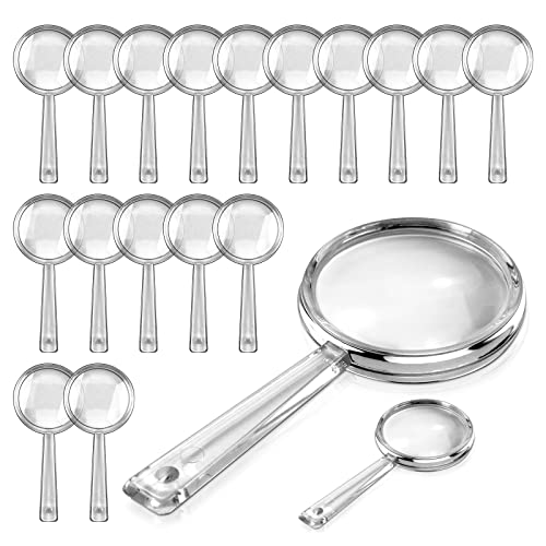 BILLIOTEAM 40 Pcs 5X Plastic Mini Magnifying Glasses, Handheld Magnifiers, Portable Reading Magnifying Glass Bulk, Handheld Magnifying Lens for Kids, Seniors, School, Students, Outdoor