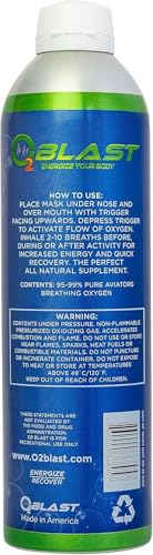O2 Blast Oxygen Cans, 10 Liter 6 Pack Pure Oxygen Canisters with Sanitary Flip Top Cap, Portable Supplemental Oxygen for Breathing & High Altitude, Reduce Recovery Time & Increase Oxygen Levels.