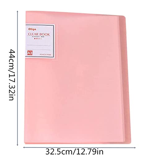 WXKN Diamond Painting Storage Book,A3 30 Pags Artwork Report Sheet Letter Storage Book,Clear Folder Storage Bag for Art Portfolio Painting Storage(16.5x12.1 inch) (pink)