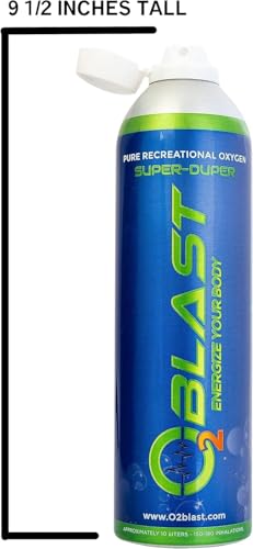 O2 Blast Oxygen Cans, 10 Liter 6 Pack Pure Oxygen Canisters with Sanitary Flip Top Cap, Portable Supplemental Oxygen for Breathing & High Altitude, Reduce Recovery Time & Increase Oxygen Levels.