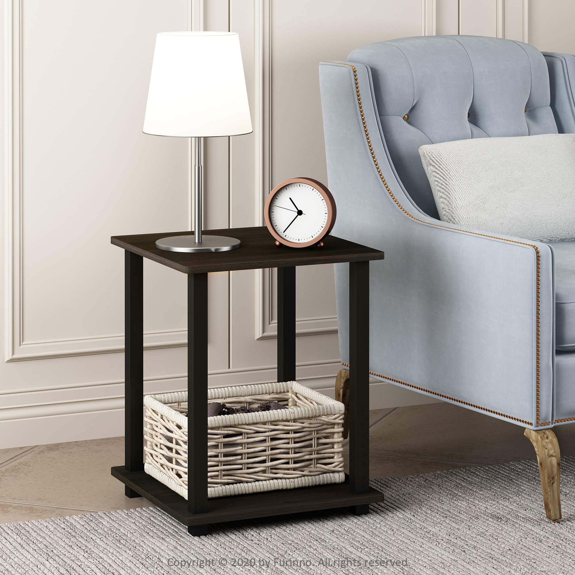 Furinno Turn-S-Tube Wide TV Entertainment Center, Espresso/Black & Simplistic End Table, Espresso/Black