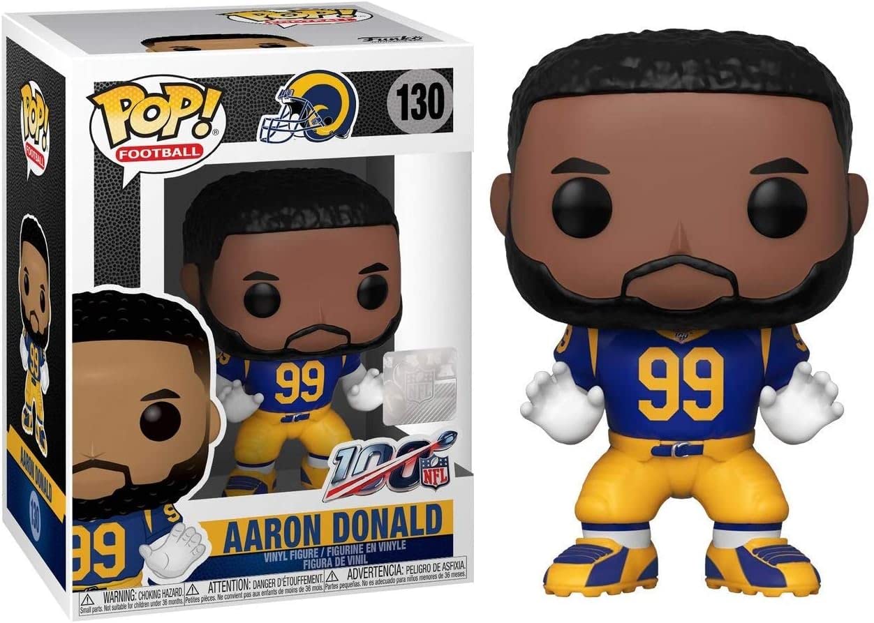 POP Football: Rams - Aaron Donald Funko Vinyl Figure (Bundled with Compatible Box Protector Case), Multicolor, 3.75 inches