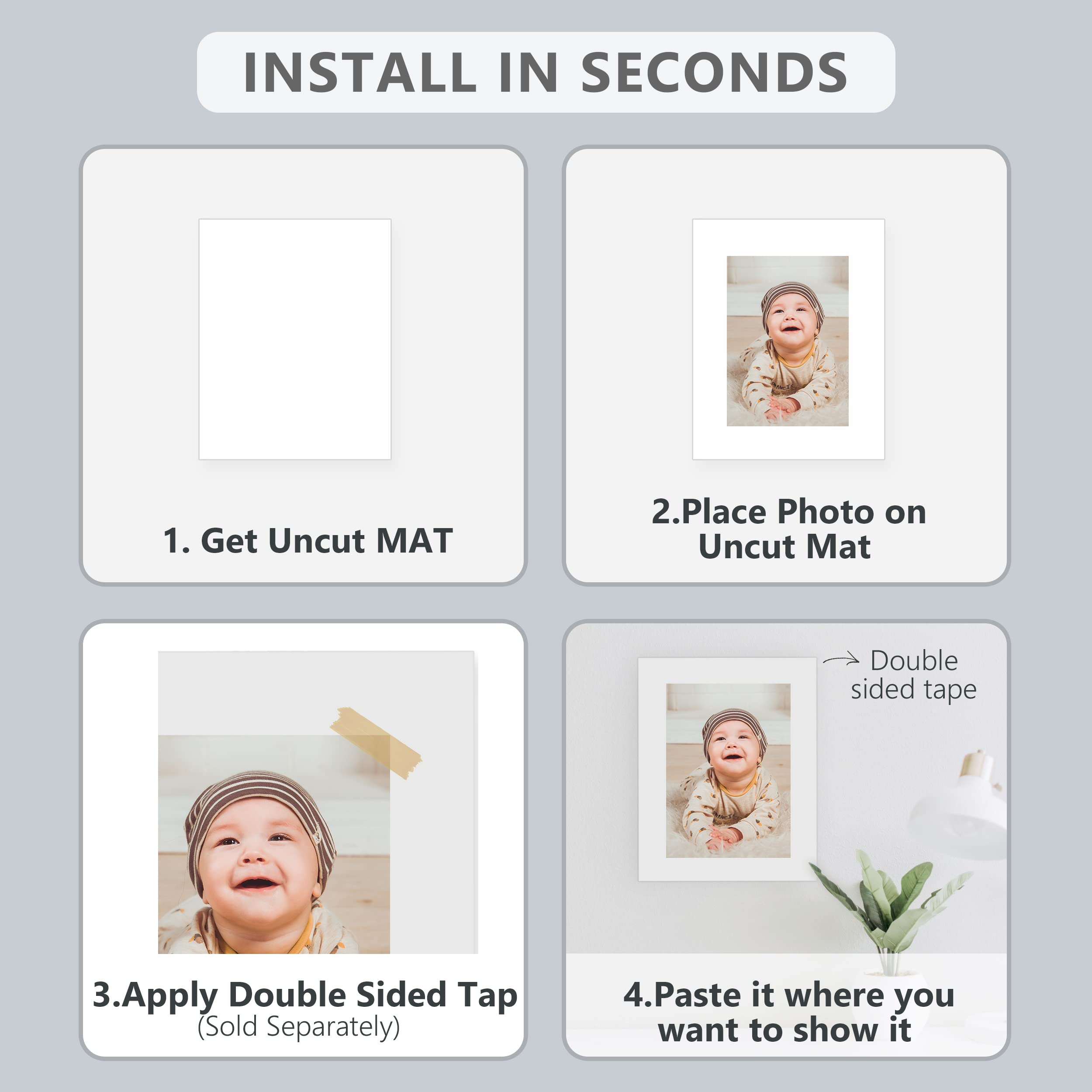 Somime 25 Pack Backing Boards Only - 5x7 Uncut White Mats Matboards, Acid Free Backerboards for Art Prints, Ideal for Photos/Pictures/Prints/Frames/Arts
