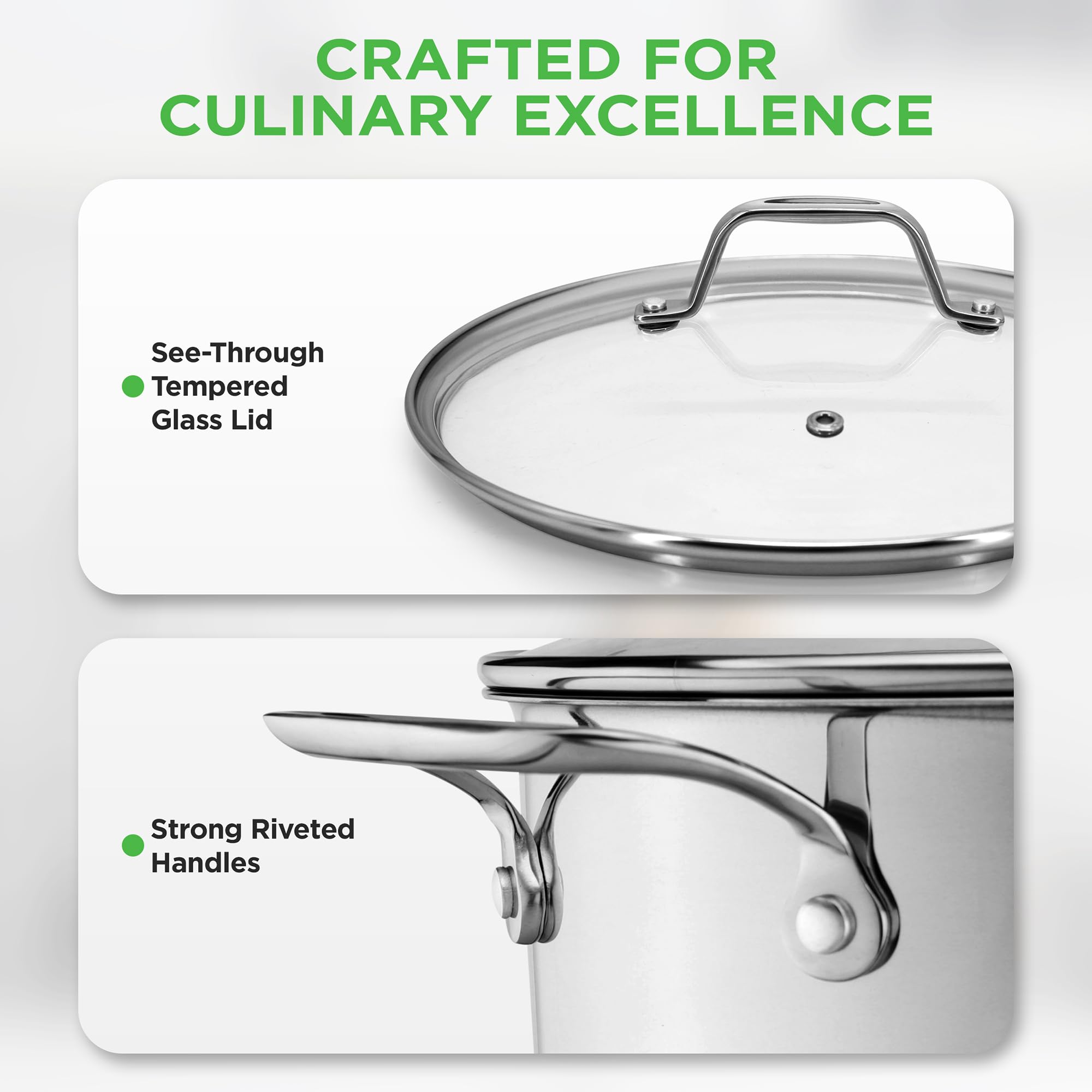 NutriChef 15-Quart Large Stainless Steel Stock Pot with Tempered Glass Lid - Induction Compatible Stockpot, Ideal for Stews & Soups, Dishwasher Safe