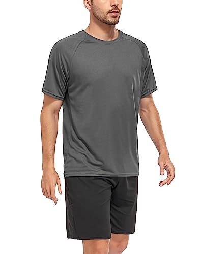 HOPLYNN 6 Pack Mesh Workout Shirts for Men Quick Dry Short Sleeve Athletic Dry Fit T-Shirt Moisture Wicking 2Black/2Gray/2White Medium