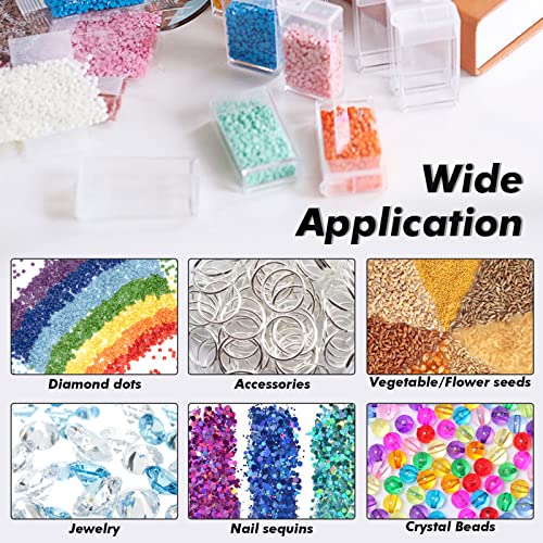 LEMESO 64 Grids Diamond Painting Bead Storage Individual Bead Containers with Label Sticker for Jewelry, Rhinestones, Seed, DIY Craft Supplies
