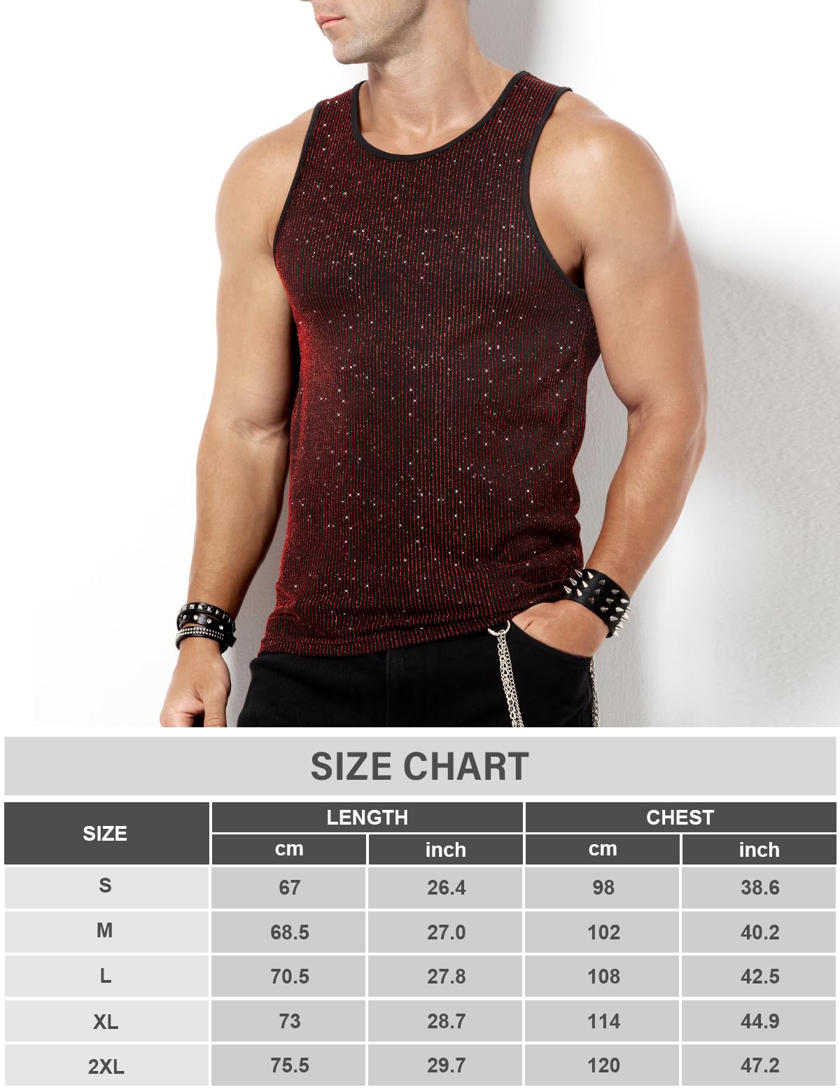 Arjen Kroos Men's Sequin Sleeveless Tank Top Sparkly Rave Metallic T-Shirt
