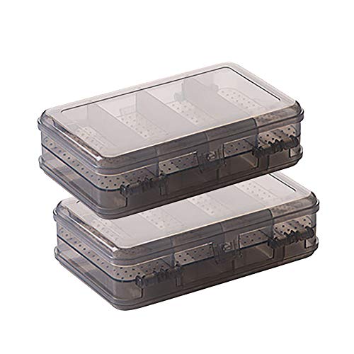 UUYYEO 2 Pcs Clear Plastic Double Layer Jewelry Boxes Organizer Storage Container for Earrings Necklaces Hair Clips Grey