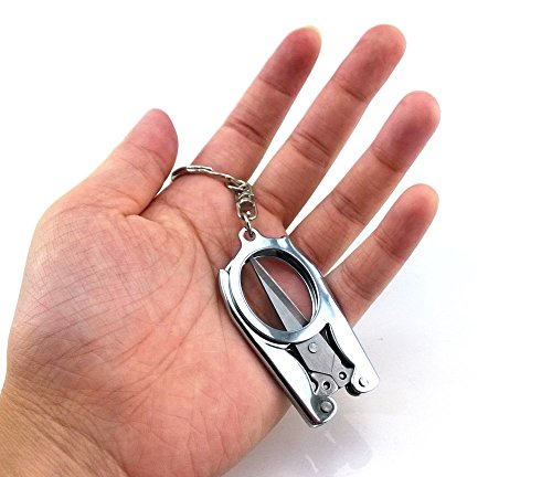yueton 3pcs Stainless Steel Folding Travel Scissors Cutter with Key Ring