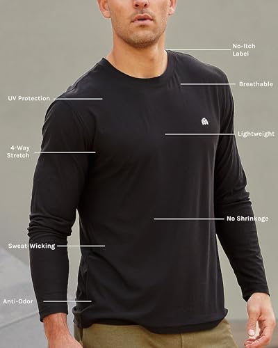 INTO THE AM Athletic Dri Fit Gym Shirt for Men - Performance Long Sleeve Minimal Basic Workout Shirt (Olive Green, X-Large)