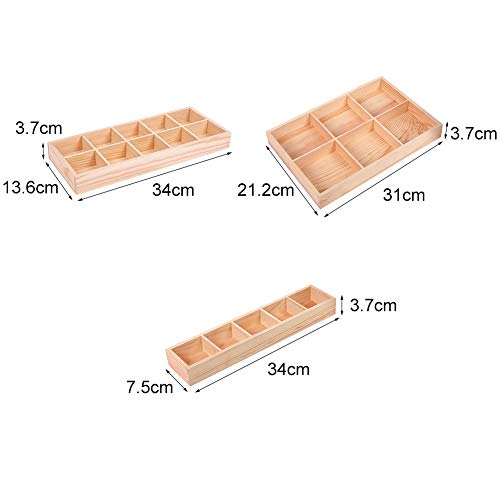 Rustic Compartments Wooden Divided Boxes Succulents Flower Pot Desktop Storage Box Holder Home Balcony Organizer, Wood Display Tray for Crafts, Jewelry, Ornaments (6 grids)
