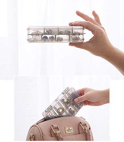 UUYYEO 2 Pcs Clear Plastic Double Layer Jewelry Boxes Organizer Storage Container for Earrings Necklaces Hair Clips Grey