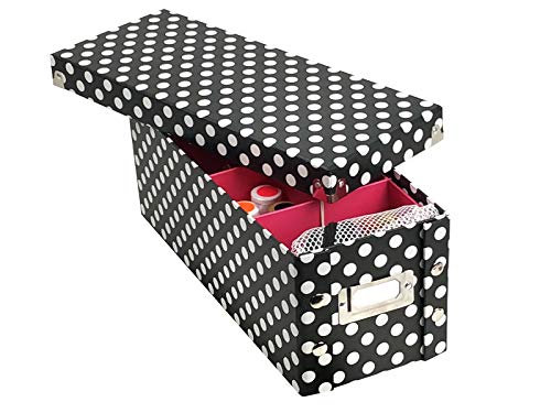 Snap-N-Store Divided Craft Storage Box, Medium, Black & White Polka Dot, 2-Pack (SNS01822)