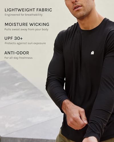 INTO THE AM Athletic Dri Fit Gym Shirt for Men - Performance Long Sleeve Minimal Basic Workout Shirt (Olive Green, X-Large)