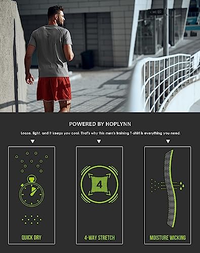 HOPLYNN 6 Pack Mesh Workout Shirts for Men Quick Dry Short Sleeve Athletic Dry Fit T-Shirt Moisture Wicking 2Black/2Gray/2White Medium