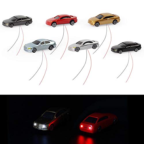 EC150 12pcs 1:150 N Scale Model Lighted Cars (Color Random) with 12V LEDs for Building Layout New