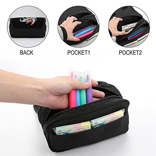 Funny Farm Farmer Chicken2 Large Capacity Pencil Case Multi-Slot Pencil Bag Portable Pen Storage Pouch with Zipper