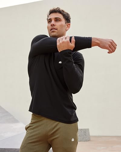 INTO THE AM Athletic Dri Fit Gym Shirt for Men - Performance Long Sleeve Minimal Basic Workout Shirt (Olive Green, X-Large)