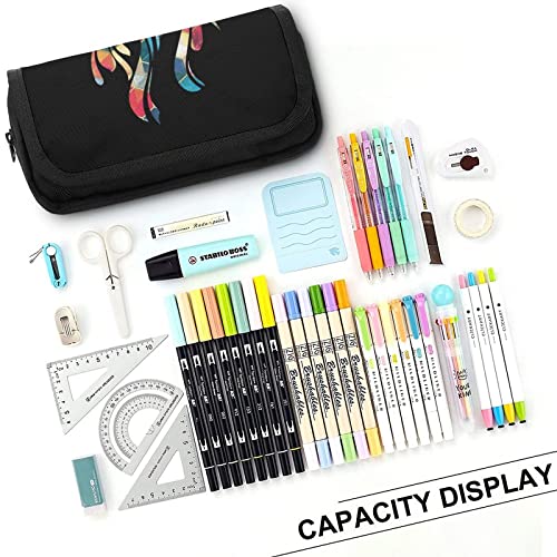 Funny Farm Farmer Chicken2 Large Capacity Pencil Case Multi-Slot Pencil Bag Portable Pen Storage Pouch with Zipper