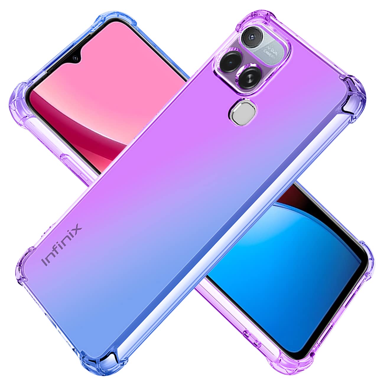 KOARWVC Case for Infinix Hot 10i Case, Smart 5 Pro PR652B X658E Case, Crystal Clear Case Gradient Slim Anti Scratch TPU Shockproof Protective Phone Cases Cover for Infinix Hot 10i (Purple/Blue)