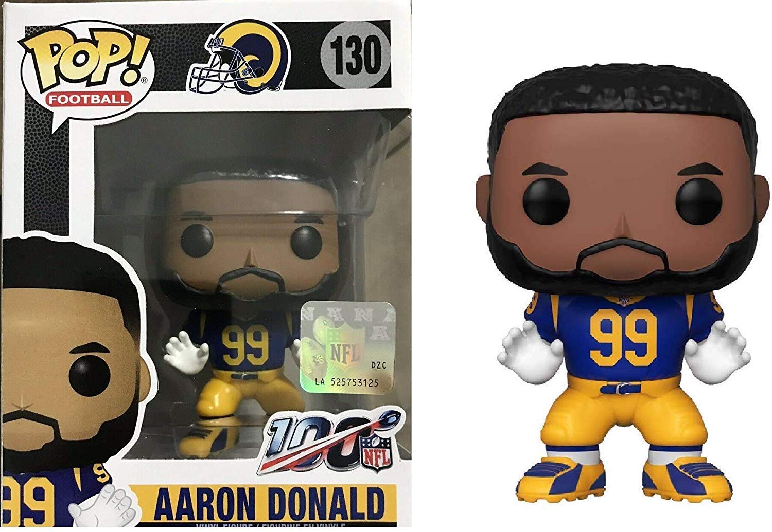 POP Football: Rams - Aaron Donald Funko Vinyl Figure (Bundled with Compatible Box Protector Case), Multicolor, 3.75 inches