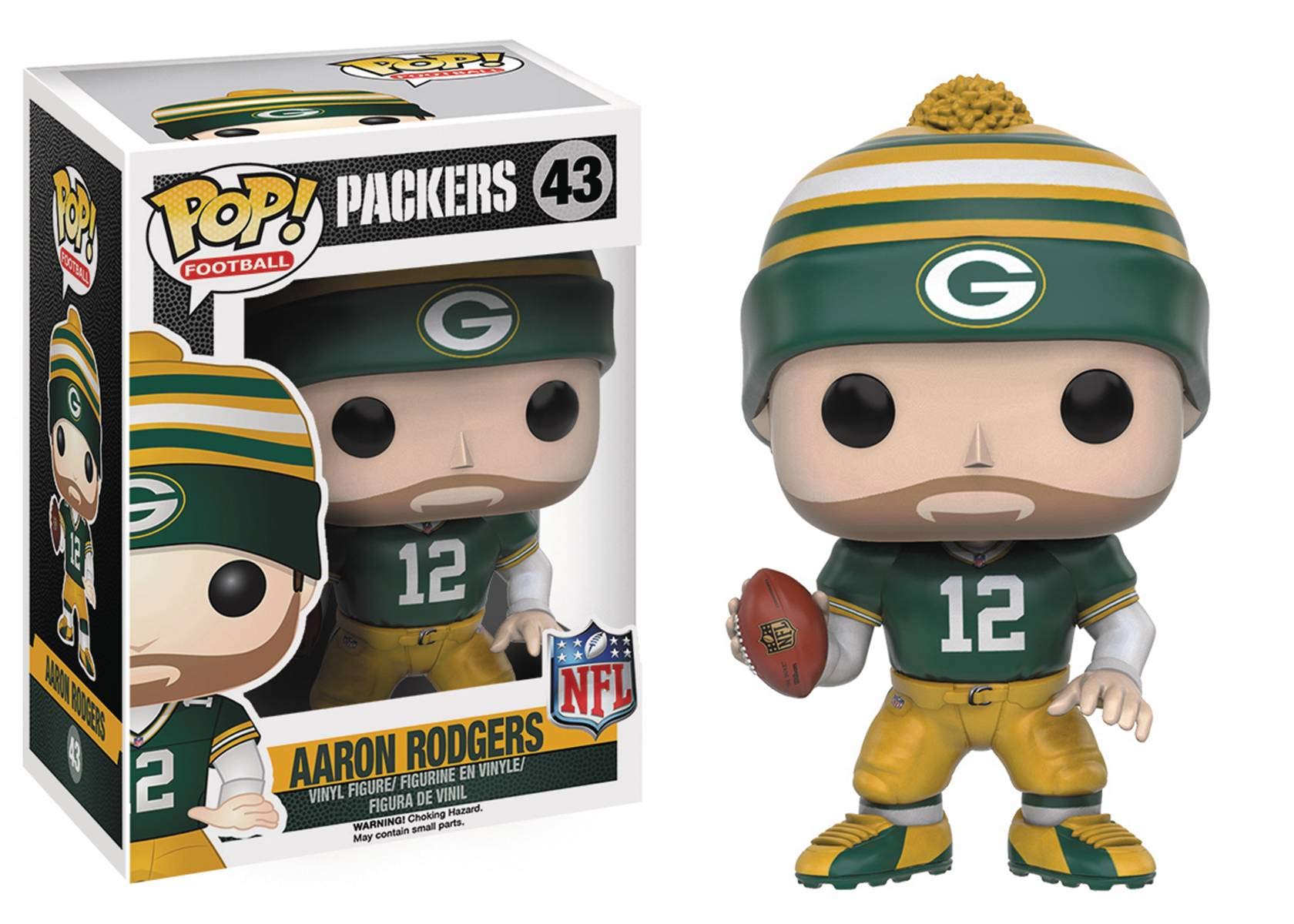 POP Football: Packers - Wave 3 Aaron Rodgers Funko Vinyl Figure (Bundled with Compatible Box Protector Case), Multicolor, 3.75 inches