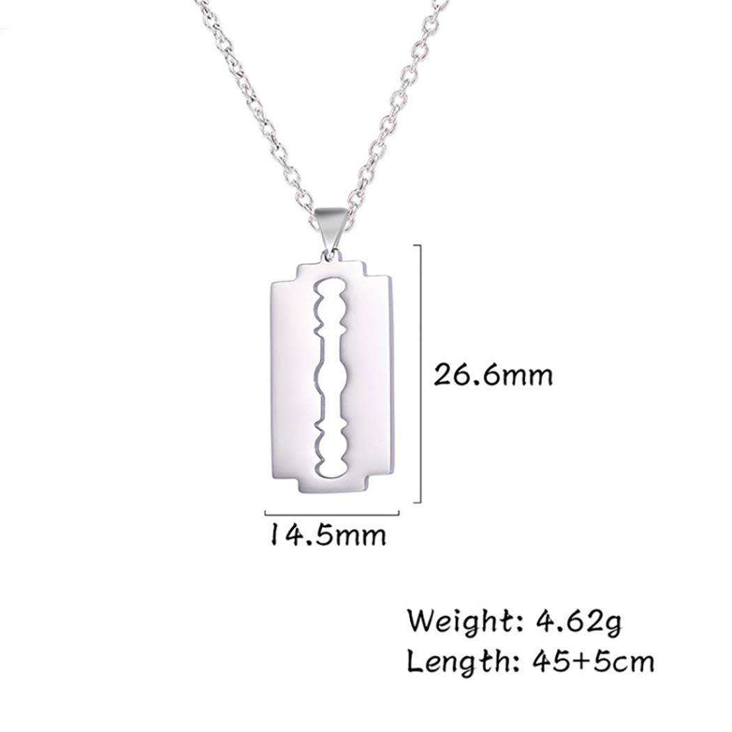 Punk Razor Blade Dangle Earrings & Necklace Jewelry Set for Womens Gothic Silver Hook Geometric Jewelry