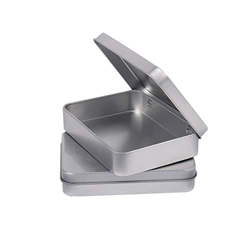 lasenersm 4 Pieces Rectangular Empty Hinged Tin Box Containers Hinged Metal Storage Container for Home Storage or Outdoor Active Storage 4.52 x 3.34 x 0.86 Inch