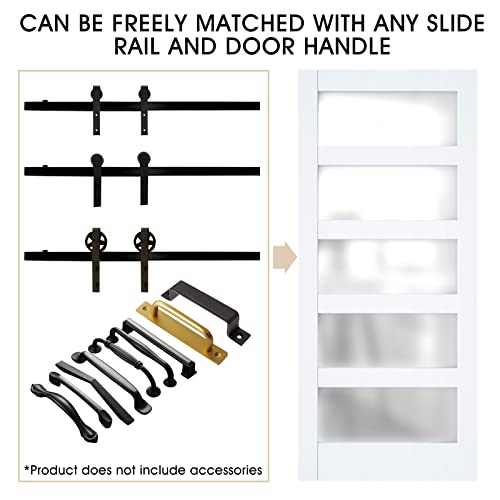 ARKHJEM Glass Sliding Barn Door 36''x84'' Sturdy Barn Door Slabs, Assembly Needed, Barn Doors for Home 5 Panel of Frosted Glass Easy Installation for Living Room Bathroom (No Hardware Include)