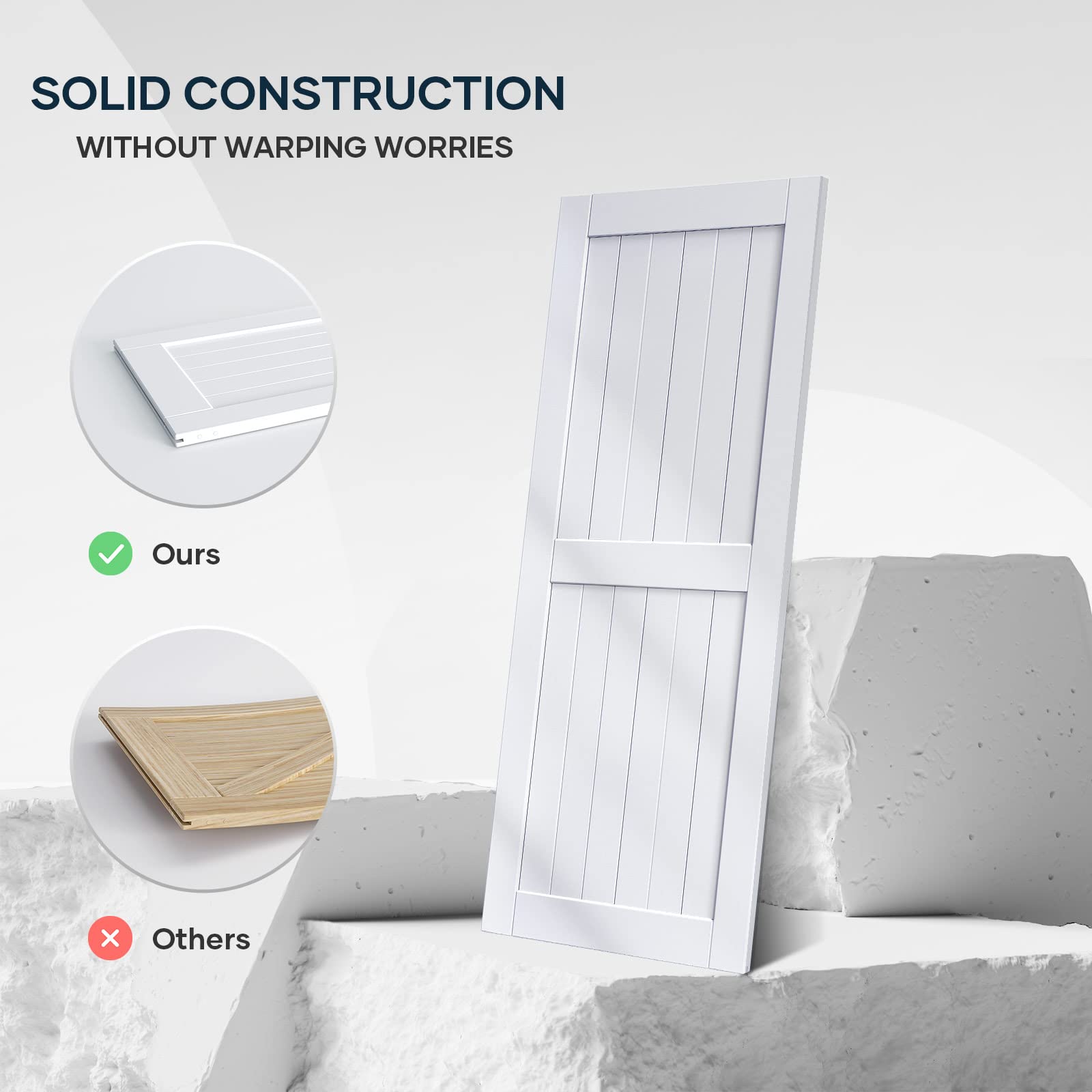 EaseLife 36in x 84in Sliding Barn Door with 6.6FT Barn Door Hardware Track Kit Included,Solid LVL Wood Slab Covered with Water-Proof & Scratch-Resistant PVC Surface,DIY Assembly,Easy Install,White