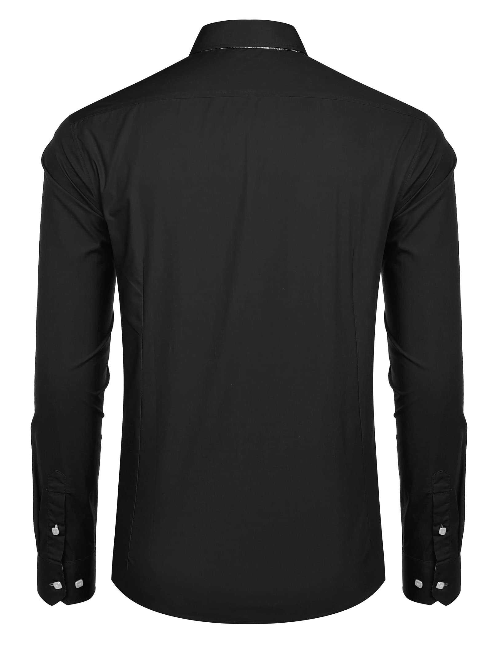 Coofandy Mens Fashion Slim Fit Dress Shirt Casual Shirt,01-black,3X-Large