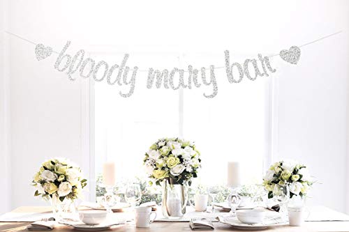 Bloody Mary Bar Banner, Wedding Bar Bunting, Bridal Shower Party Decor, Engagement Decors, Bachelorette Sign, Birthday Party Decorations, Silver Glitter
