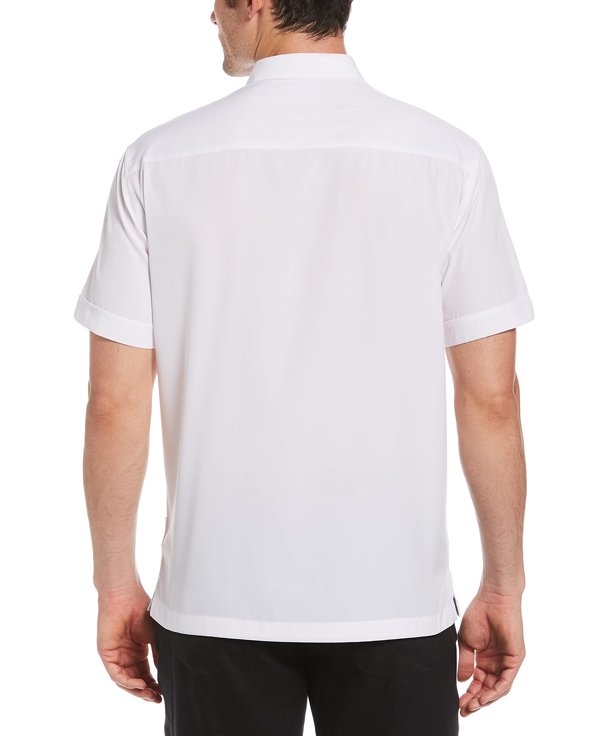Cubavera Men's Cubavera Paneled Short Sleeve Shirt For Men, Classic Fit, Wrinkle Resistant, Casual Button-Down Shirt For Men With Spread Collar (Sizes Small - 5Xl), Bright White, X-Large