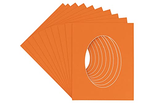 CountryArtHouse Orange Acid Free 6x9 Oval Picture Frame Mat with White Core Bevel Cut for 4x6 Pictures - Fits 6x9 Frame - Pack of 10 Matboard Show Kits with Acid Free Backings & Clear Bags