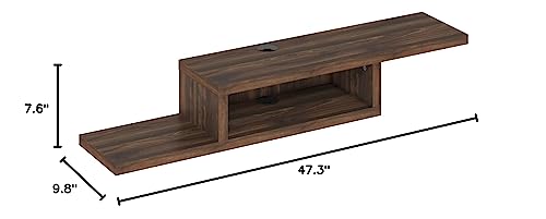 Furinno Indo Wall Mounted Floating Media Console, Columbia Walnut 47 Inch