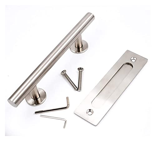 Sliding Door Hardware Gifsin 12in Sliding Barn Door Handle Stainless/Carbon Steel Flush Pull Set Pull Handle Heavy Duty Wood Interior Door Hardware Perfect For A Study Dining Room Area ( Color : Black