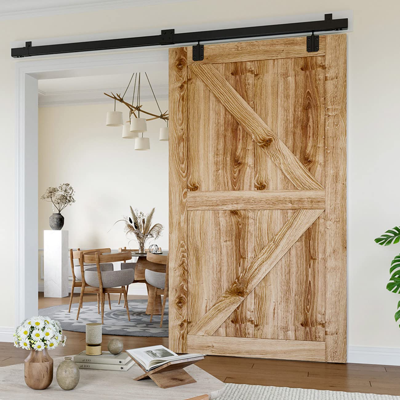 SMARTSMITH 8FT Box Rail Hardware Heavy Duty Steel Sliding Barn Door Track, Wall Mount Kit, Fit Indoor and Exterior Door, Smoothly and Quietly Easy to Install