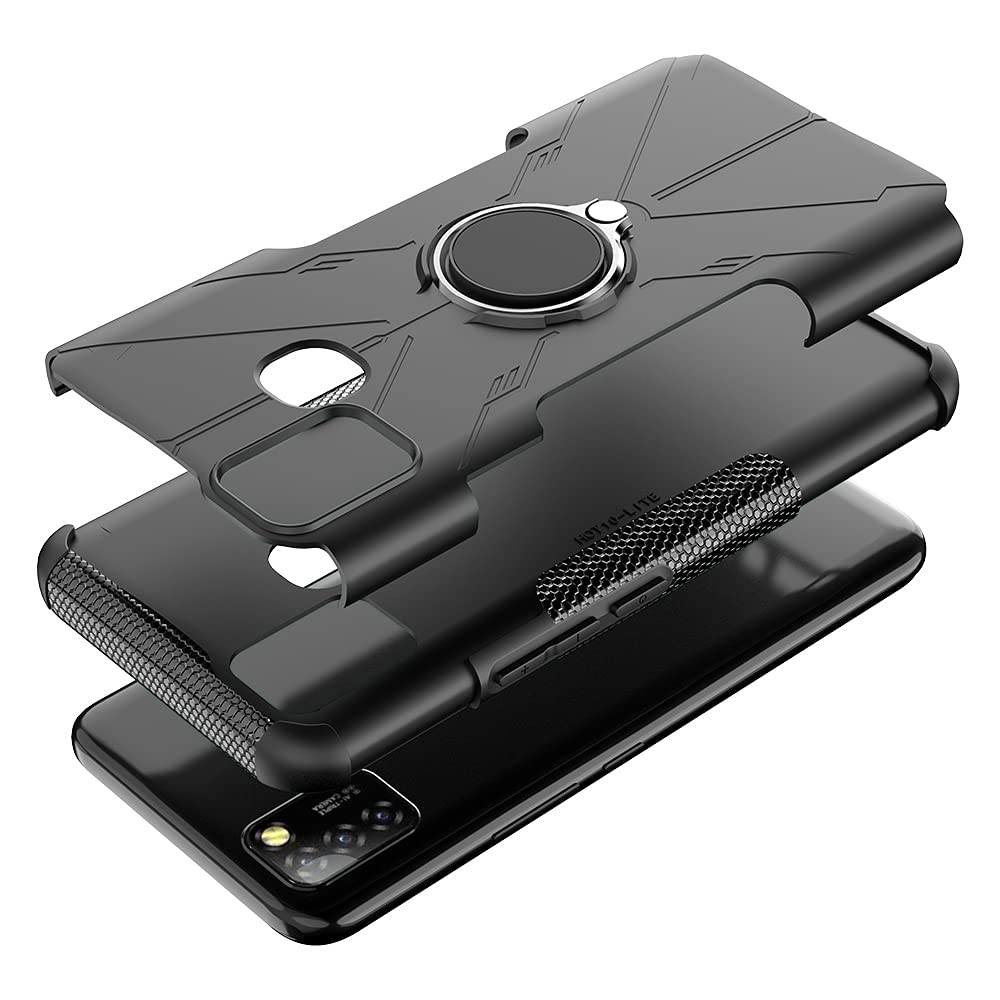 Kukoufey Case for Infinix Smart 5 Case Cover,360°Rotatable Kickstand Dual Layer Shockproof Case for Infinix Hot 10 Lite X657B / Smart 5 Case Black