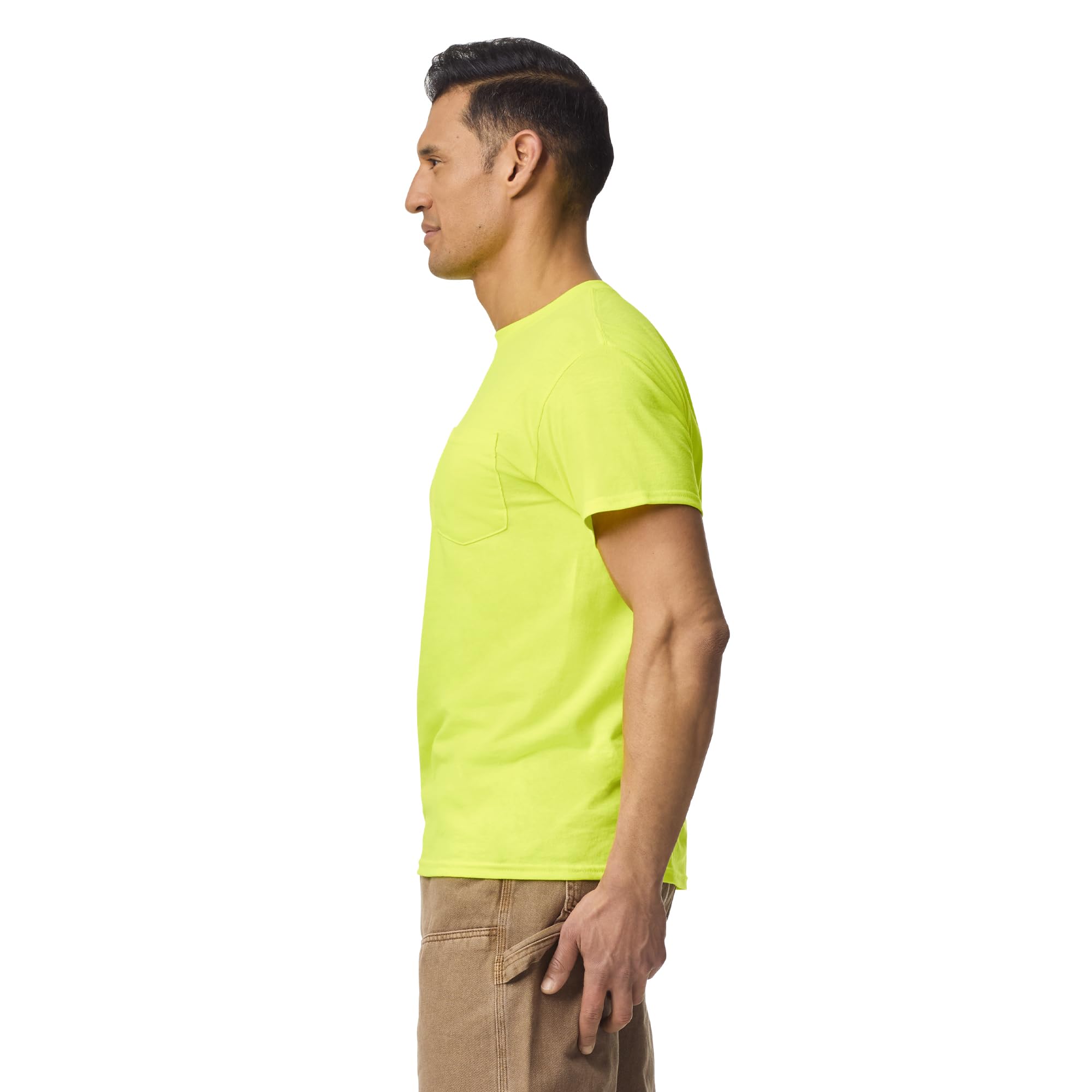 Gildan mens Dryblend Workwear T-shirts With Pocket, 2-pack T Shirt, Safety Green, Large US