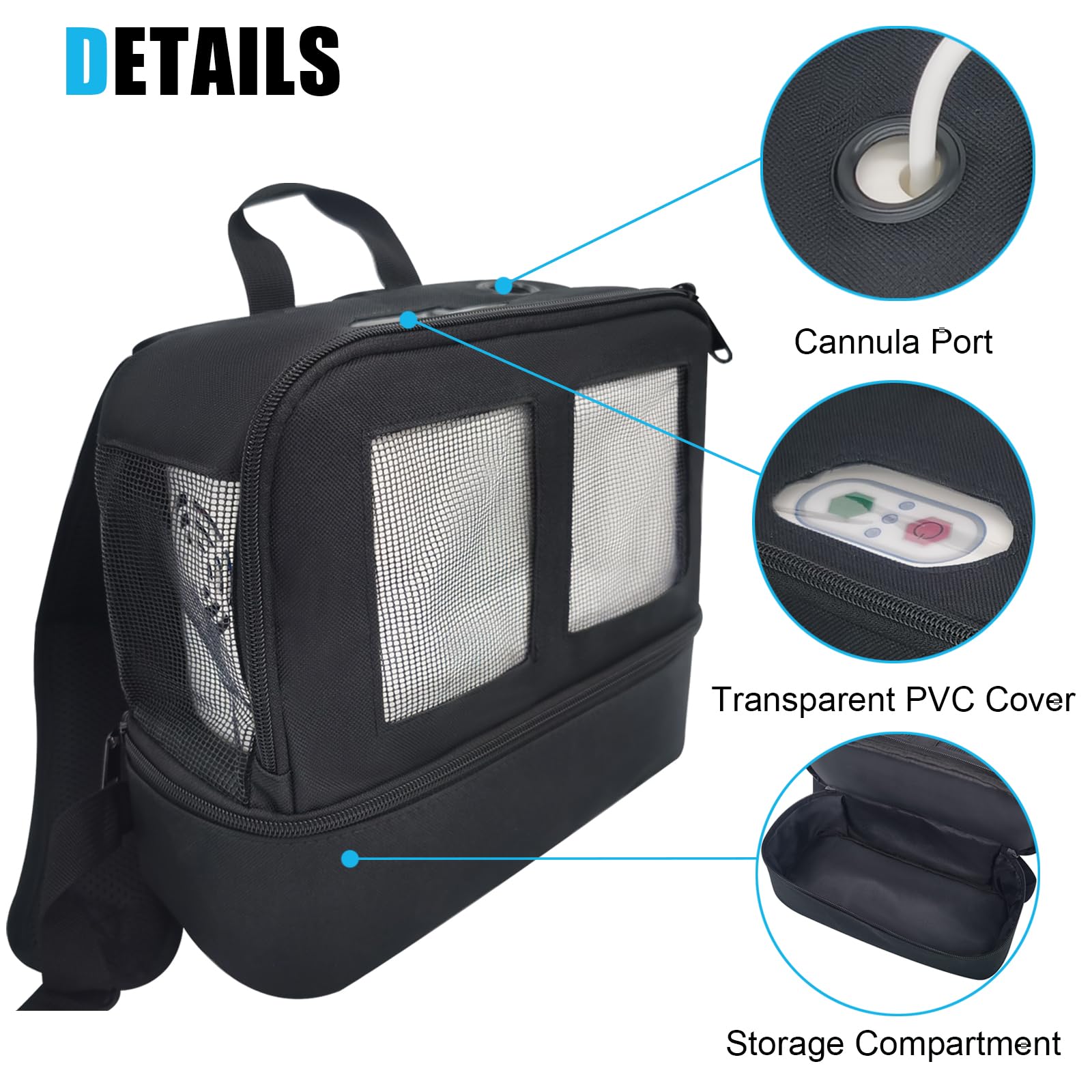 Jvnvlki Backpack for Portable Oxygen Concentrator 3L/Min, Adjustable Straps Multiful Pockets Storage Design, for 3L/Min Portable Oxygen Concentrator