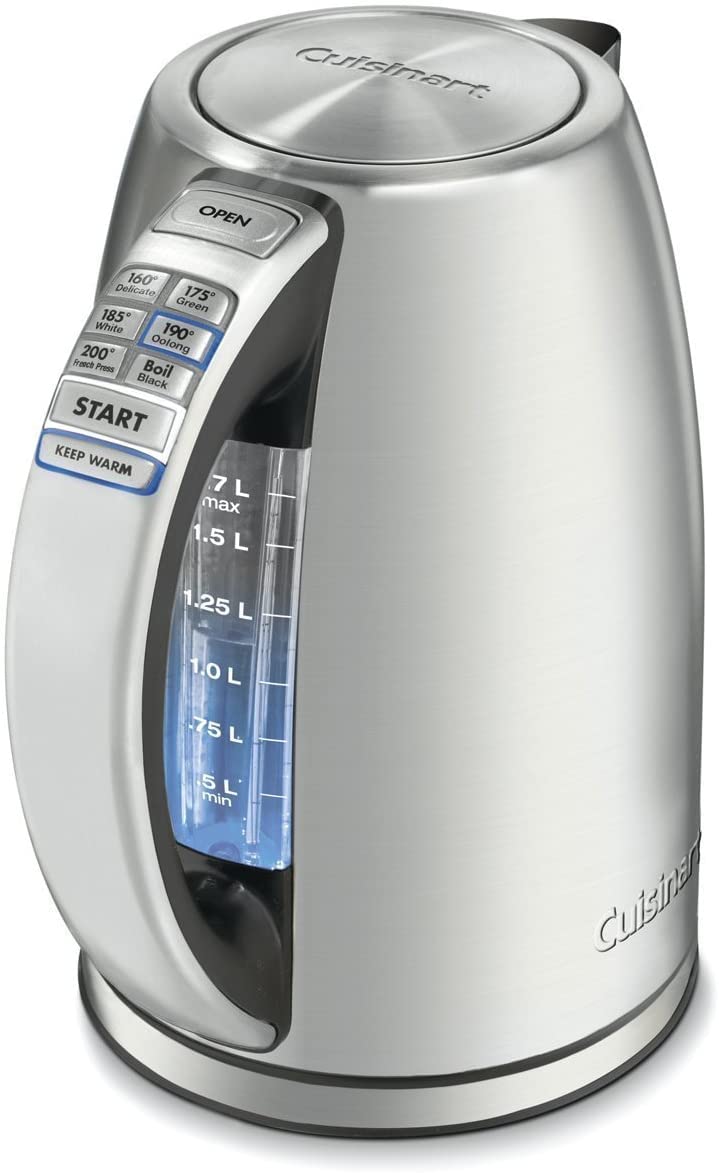 Cuisinart 1.7-Liter Stainless Steel Cordless Electric Kettle with 6 Preset Temperatures & DCG-20BKN Coffee Grinder1, Blade Grinder, BLACK
