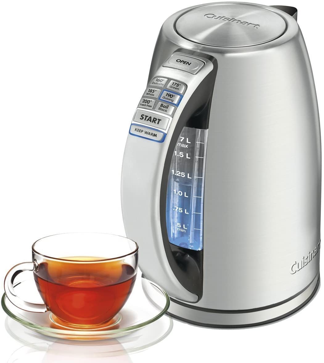 Cuisinart 1.7-Liter Stainless Steel Cordless Electric Kettle with 6 Preset Temperatures & DCG-20BKN Coffee Grinder1, Blade Grinder, BLACK