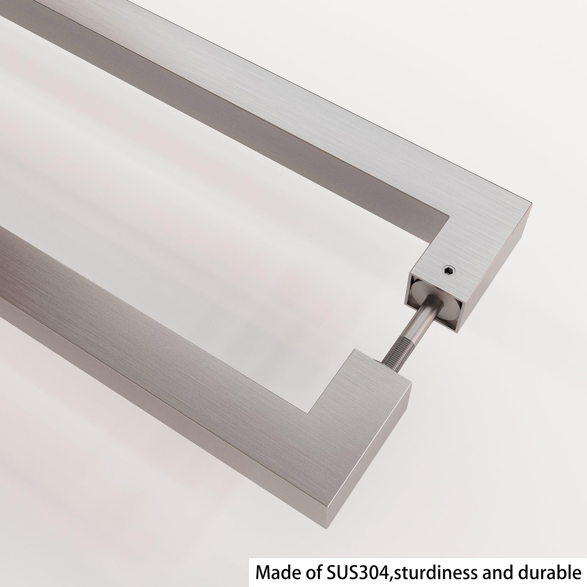 BARNSMITH 24 Inches Barn Door Push Pull Hande,Square Commercial Door Handle Pull Set, Grade-304 Stainless Steel Square Rectangular Shape Entrance Entry Front Handle for Office Store Garage