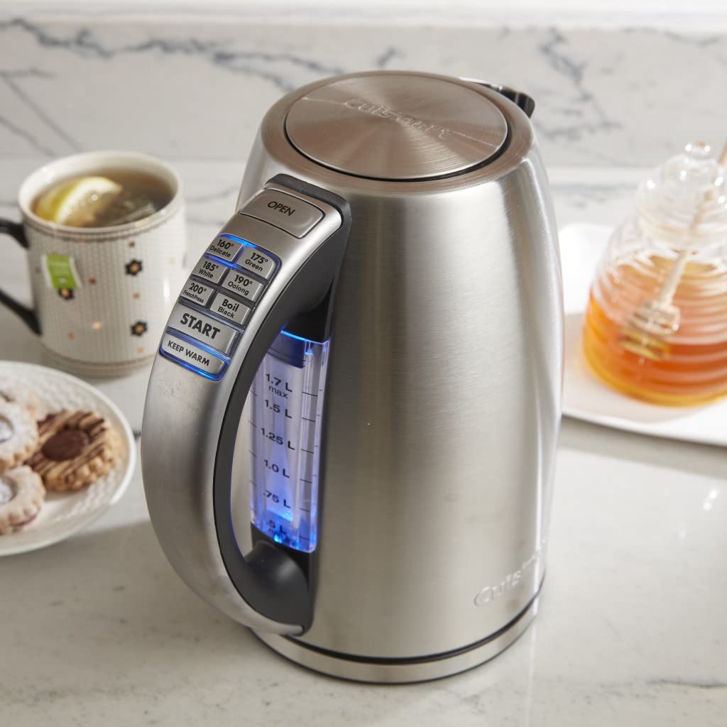Cuisinart 1.7-Liter Stainless Steel Cordless Electric Kettle with 6 Preset Temperatures & DCG-20BKN Coffee Grinder1, Blade Grinder, BLACK