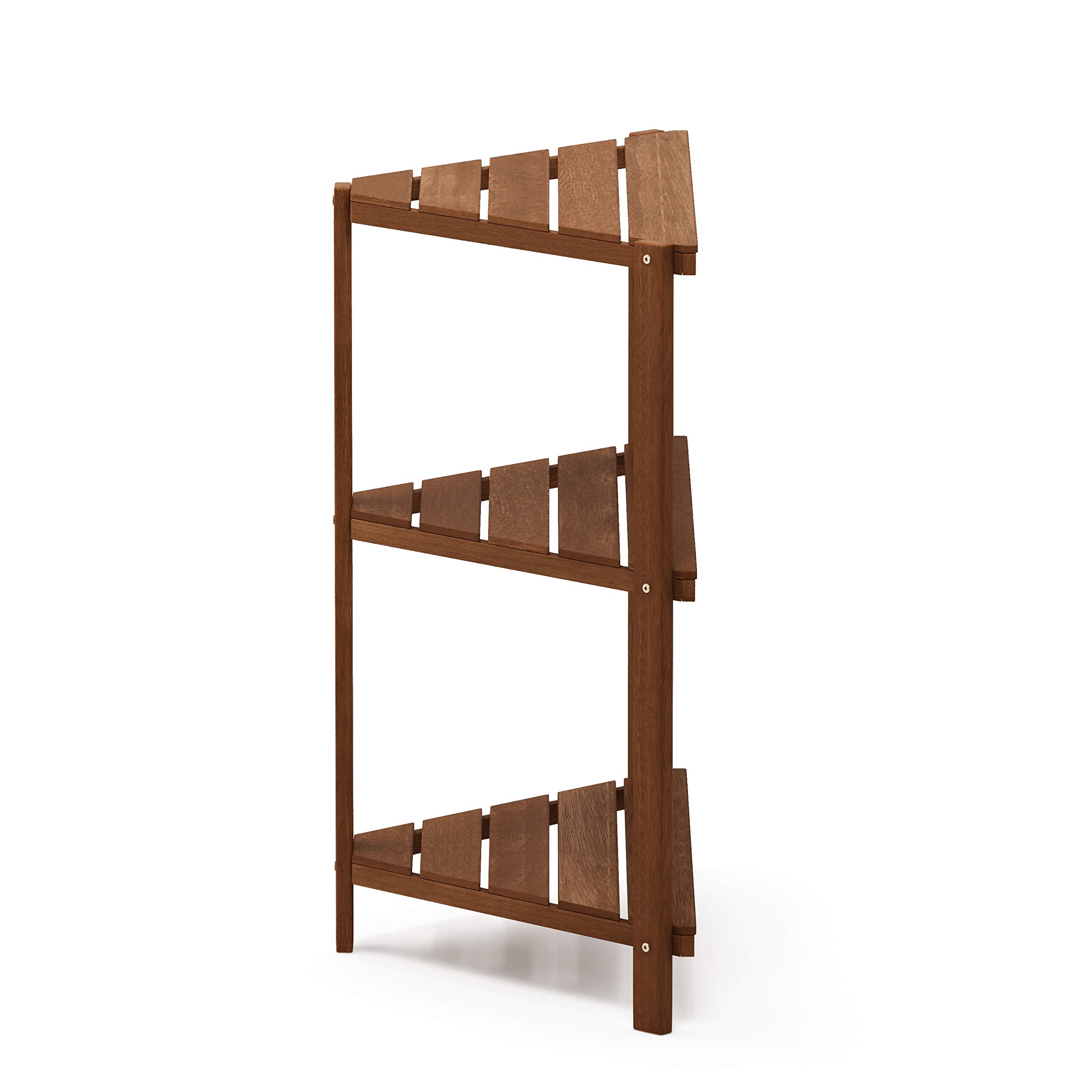 Furinno FG18445 Tioman Hardwood Patio Furniture Corner Shelf in Teak Oil, Natural