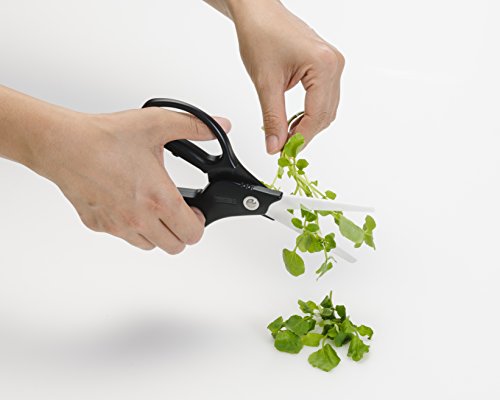 Kyocera Ceramic Scissors, Overall length 7.2" with 2.7" Long Blades, Black Handle With White Blades
