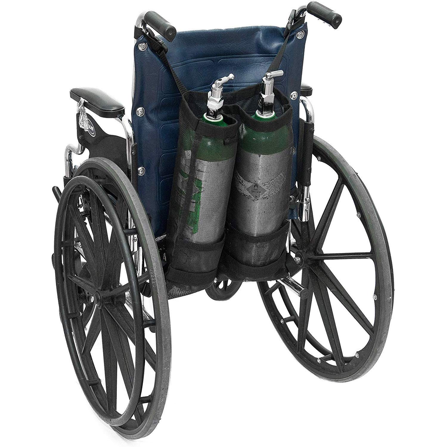MHKGIOA Double Oxygen Cylinder Bag - Wheelchair Oxygen Tank Bag for D and E Cylinders Bottle - Oxygen Backpack Holder for Wheelchair & Walker